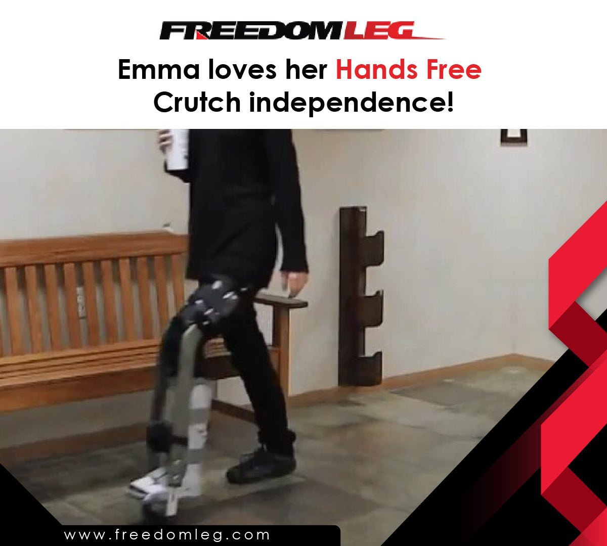 Emma loves her Hands Free Crutch independence! – Freedom Leg brace